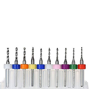 10pcs Tungsten Carbide Micro Drill Bits Set Engraving Tools for PCB Circuit Board 1.1mm-2.0mm