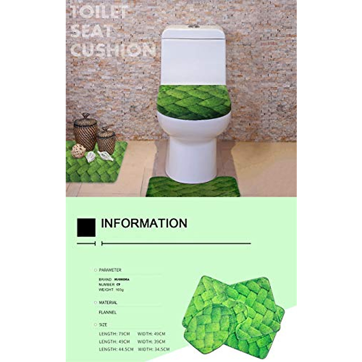 HUGS IDEA Cool 3D Dinosaur Animal Pattern Non-Slip Soft Bath Mat Set with Rug/Contour/Lid Cover (3piece)