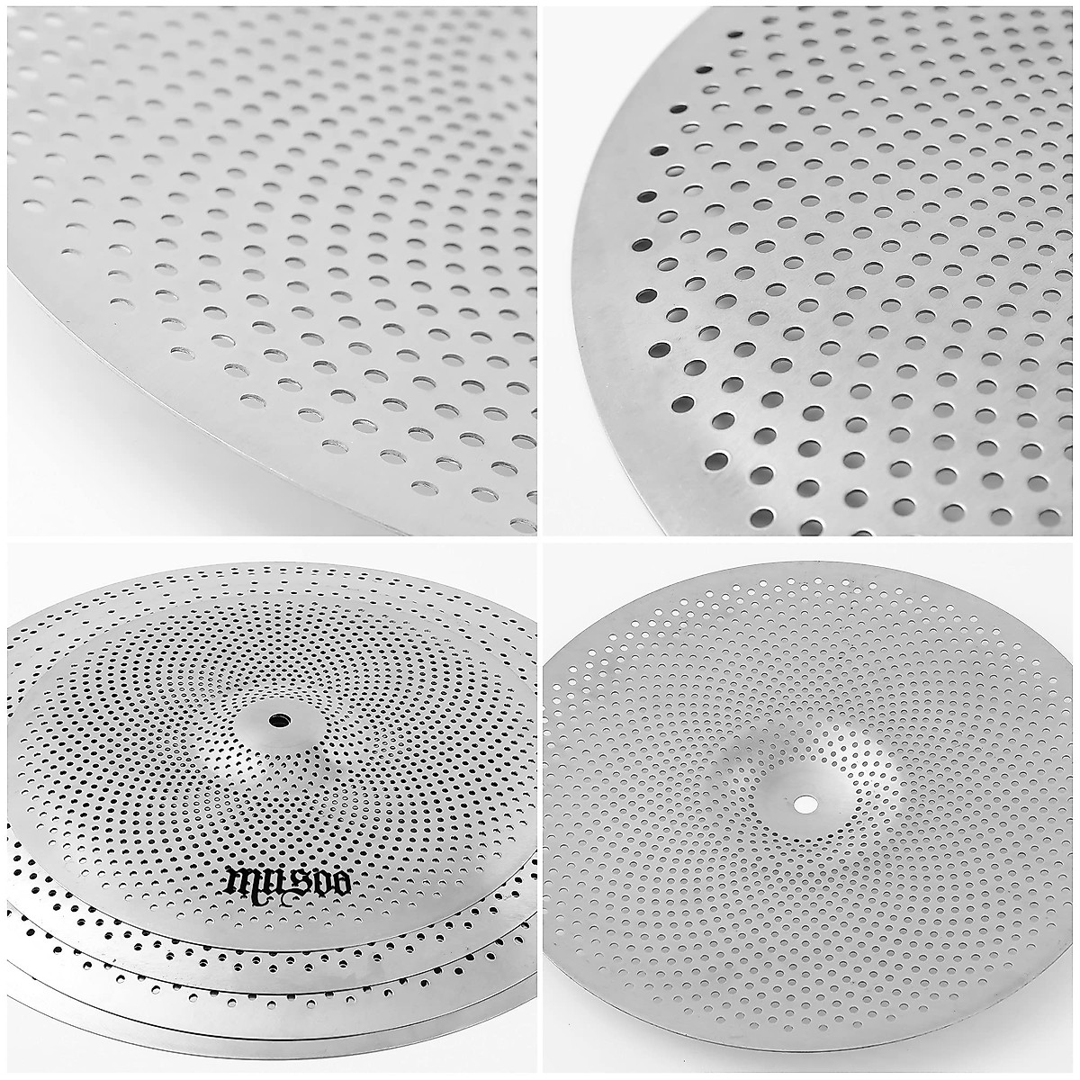 Musoo Low Volume Cymbal 60%-70% 14/16/18/20”Quiet Cymbals Set of 5 pcs for Practice
