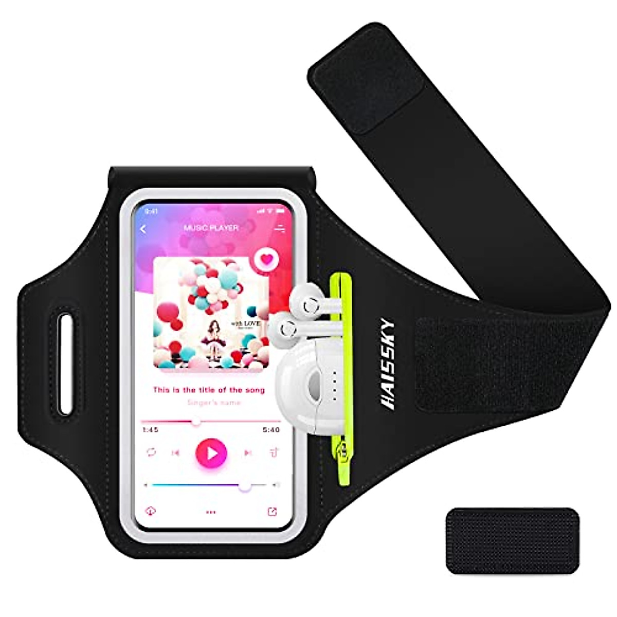 Phone Armband for Running Cell Phone Armband with Zipper Pocket for Earbuds Car Keys, Water Resistant Sport Arm Band for iPhone 14 13 12 11 Pro Galaxy S20 S30 Fit Up to 6.7'' with Phone Case