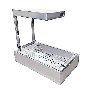 KOUWO Commercial French Fry Warmer Infrared Strip Heat Lamp Fries Warmer Station with 1/1 Pan