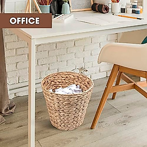 TREVIETDECOR Wicker Trash Can with Lid | Wicker Trash Basket | Wicker Waste Basket for Bathroom, Bedroom, Kitchen, Living Room