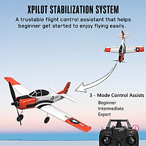 Volantex RC Airplane 2.4Ghz 4 Channel Remote Control,with Aileron T28 Trojan Parkflyer RC Aircraft Plane,Ready to Fly with Xpilot Stabilization System,Perfect for uitable for Kids and Beginners