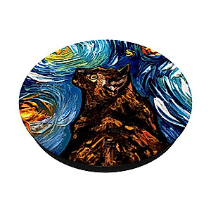 Tortoiseshell Tortie Starry Night Kitty Cat Art by Aja PopSockets Swappable PopGrip