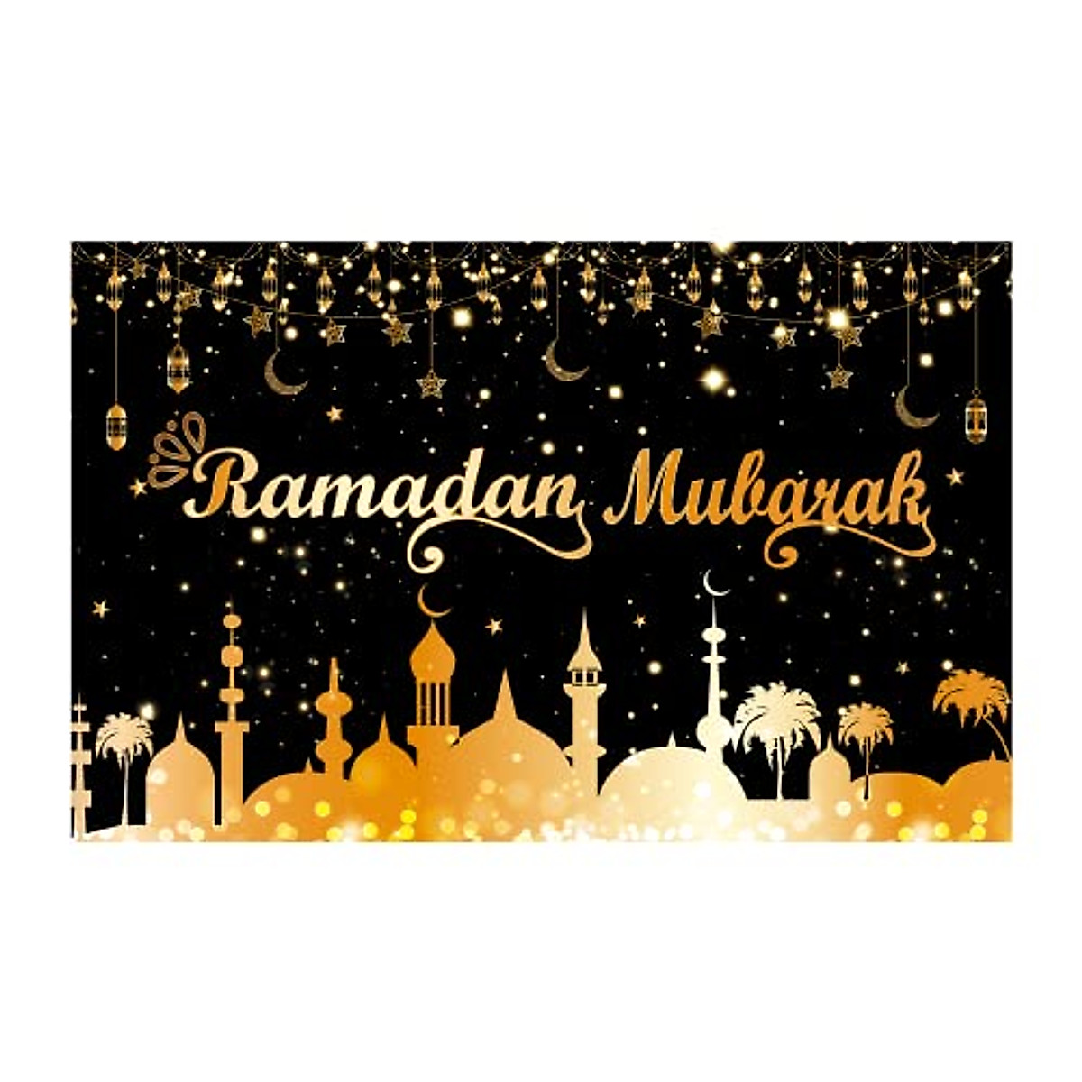 LOONELO Large Ramadan Mubarak Banner,Ramadan Mubarak Backdrop with 70.8''X43.3'',Muslim Ramadan EID Mubarak Hanging Sign,Islamic Ramadan Mubarak Decorations for Eid Al-Adha,Hajj Festival Party