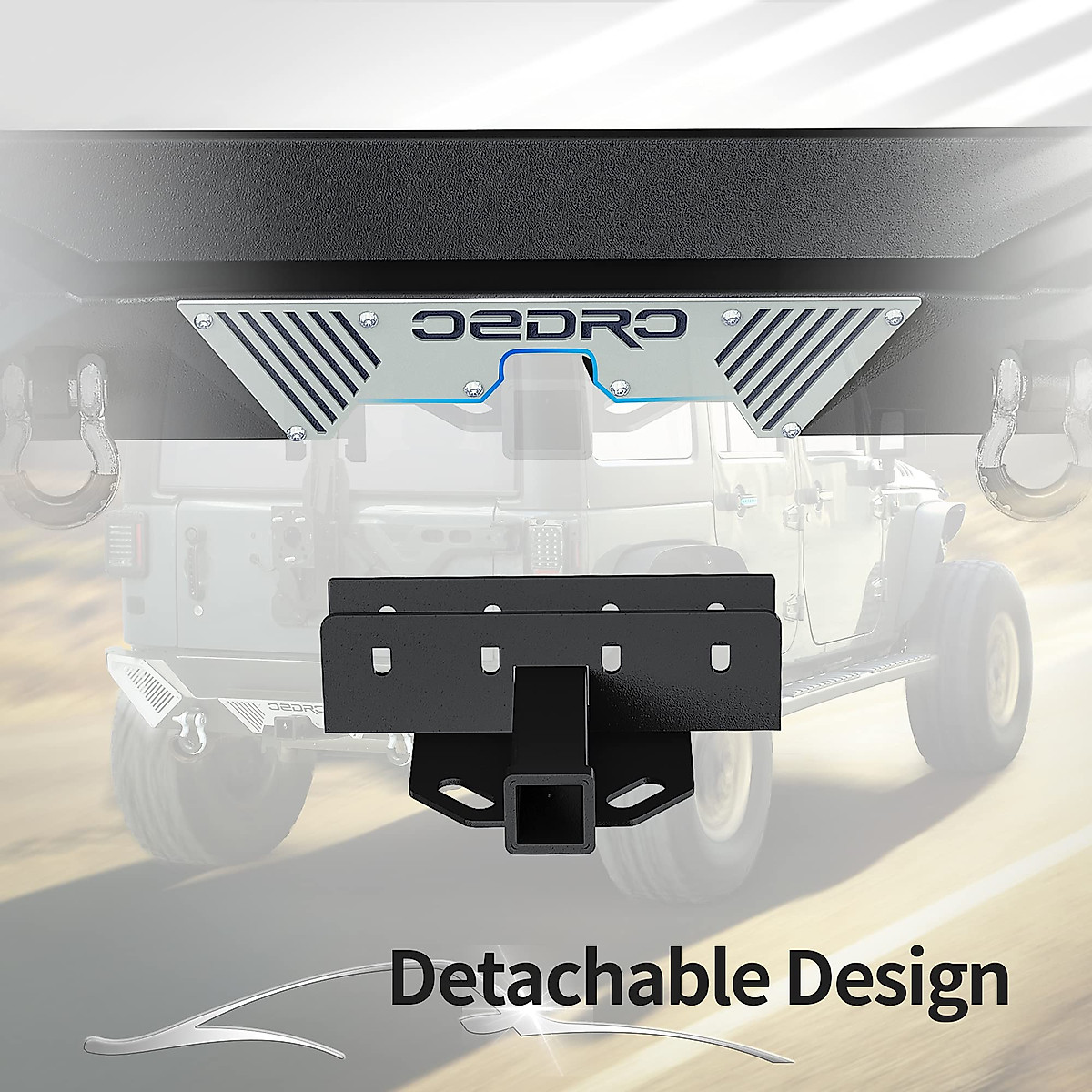 OEDRO Rear Bumper Combo Compatible with 2007-2018 Jeep Wrangler JK & Unlimited JKU (2/4 Doors), Off Road Full Width with Hitch Receiver & D-Rings & Paintable Armor