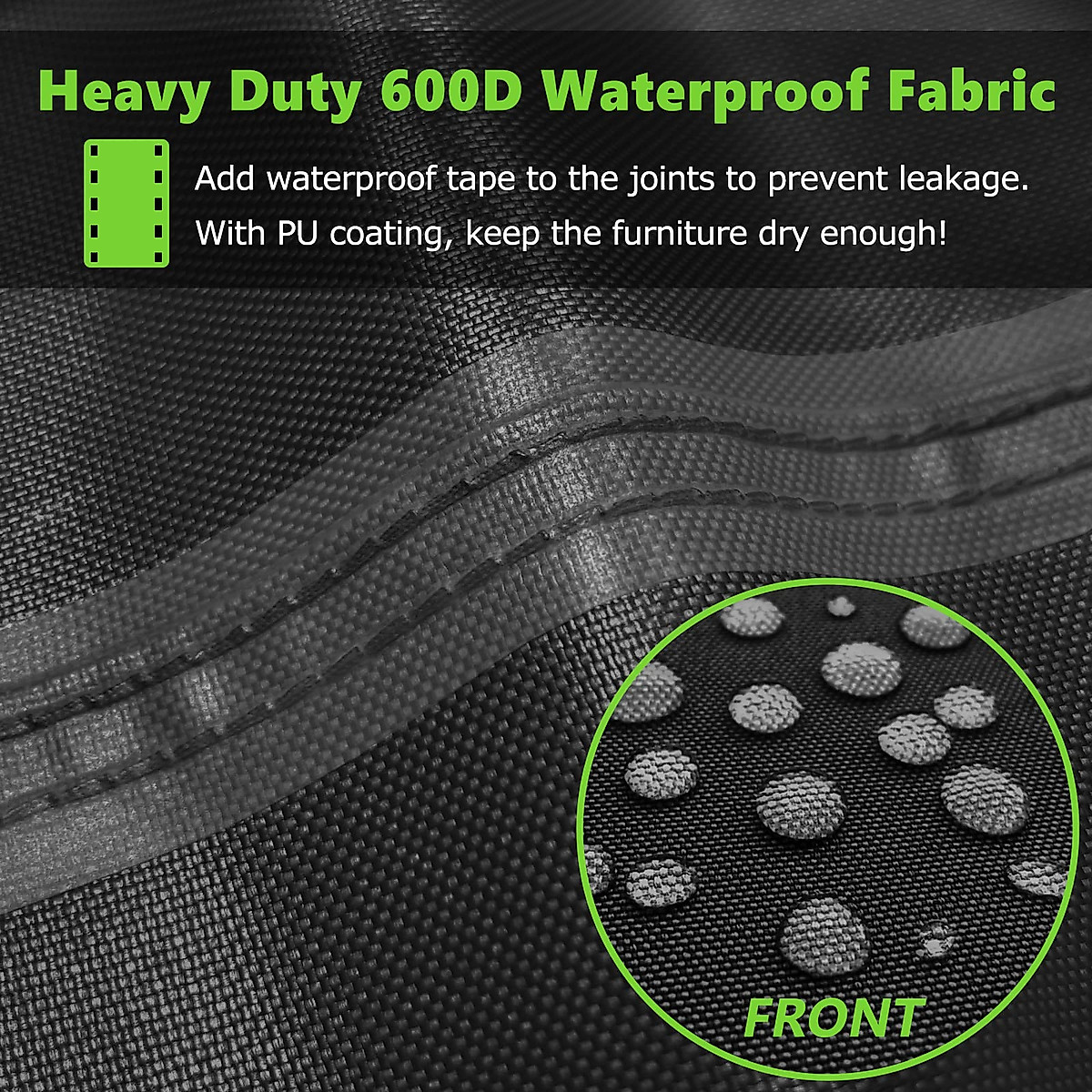 Outdoor Furniture Covers Waterproof, 600D Heavy Duty Patio Furniture Set Cover Outdoor Table and Chair Covers, 110"x84"x28" Rectangular Patio Covers for Outdoor Furniture, Black with White Border