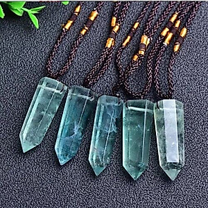 1 pc Green Fluorite Hexagon Pendant Necklace Natural Crystal Point Charm