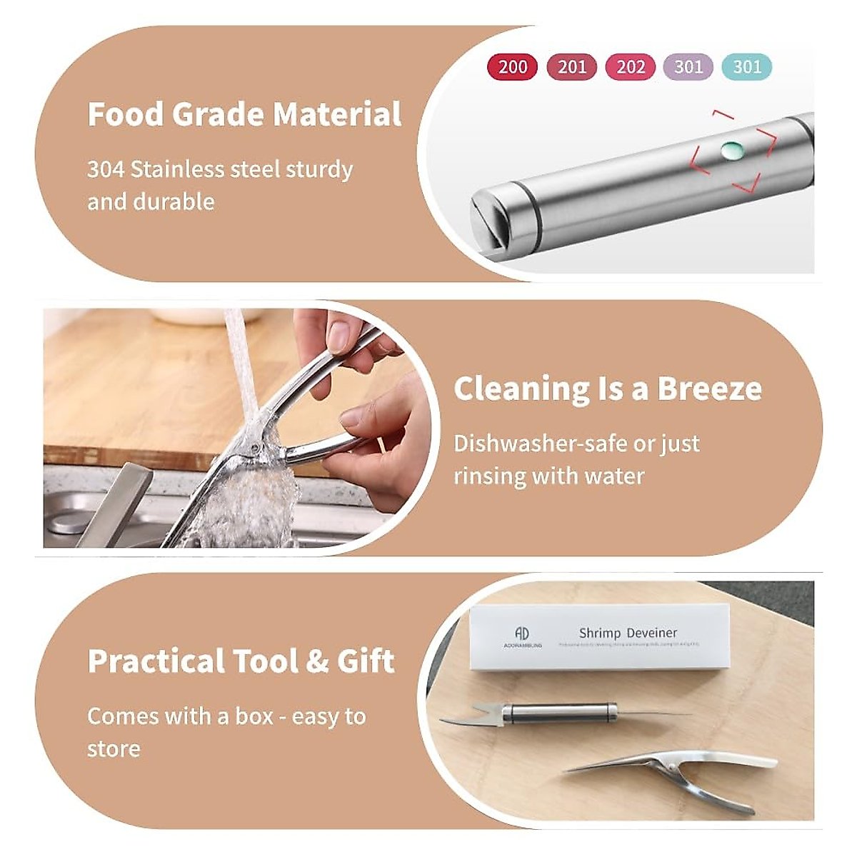 ADORAMBLING Shrimp Deveiner Tool and Peeler Set Multifunctional Shrimp Deveining Tool Efficient Shrimp Peeler and Deveiner Tool Portable Shrimp Cleaner Shrimp Knife for Easy Shrimp Deveining