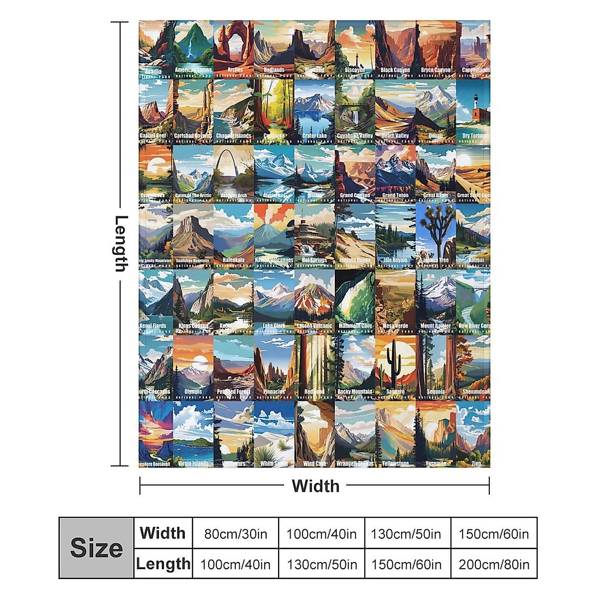 National Park Blanket Abstract Nature Landscape Forest Blanket Gift for Bedroom Office Living Room 50x60 Inch