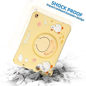 [Happy Duck] Kid's Case for iPad Mini 1/2/3,Cute iPad Mini 5th/4th Gen 7.9” Cover for Children Girls Lady with 360° Rotating Stand (iPad Mini 5/Mini 4)