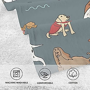 Jucciaco Funny Animals Puppy Dogs Cotton Towels for Bathroom, Soft Absorbent Hand Towel Set of 2 for Yoga Gym Kitchen Decorative, 16x28 inch