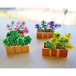 4pcs Cute Flower Refrigerator Magnets with Handmade Orchid Wooden Pot, Simulation Plant Refrigerator Magnet for Adults, Mini Decor Magnet for Fridge, Home, Kitchen, Office, School, Locker, Whiteboard