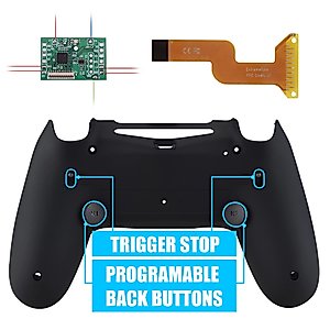 eXtremeRate Black Dawn 2.0 FlashShot Trigger Stop Remap Kit for PS4 CUH-ZCT2 Controller, Upgrade Board & Redesigned Back Shell & Back Buttons & Trigger Lock for ps4 Controller JDM 040/050/055