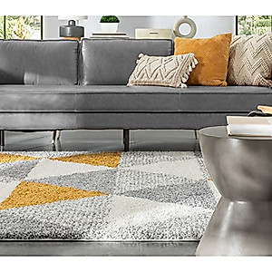 Well Woven Arden Reily Mid-Century Modern Geometric Triangle Pattern Yellow 3'11" x 5'3" Area Rug