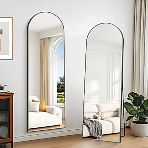KOCUUY Arched Full Length Mirror, 64”x21” Full Body Floor Length Black Standing Mirror Full Length, Arched Floor Mirror Living Room, Wall Mirror Hanging Standing Or Leaning Body Mirror Bedroom
