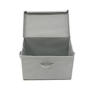 Sebadaci Storage Bins Cubes Baskets with Lids Handles Stackable Collapsible Storage Bins Baskets for Shelves, Organizing, Office Organizer, 3-pack Fabric Storage Cubes Living Room Closet, Gray, Large