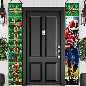 Football Porch Sign Banner Football Party Decorations Welcome Hanging Porch Sign for Sport Theme Party Game Time Festival Banner for Home Football Birthday Party Supplies Football Parade Decoration