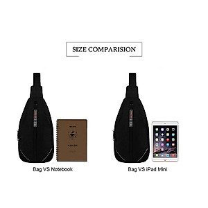 WATERFLY Small Crossbody Sling Backpack Anti Theft Backpack for Traveling Chest Bags for Men&Women Multipurpose Casual Daypack Hiking Shoulder Bag (Black)