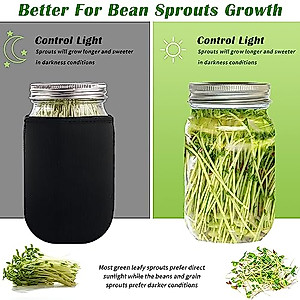 Sprouting Kit, Sprouts Growing Kit with 4 Screen Sprout Lids, 2 Stands, Tray, Blackout Sleeve, Stickers and Brush for Bean, Broccoli, Alfalfa Sprouts (No Manson Jar)