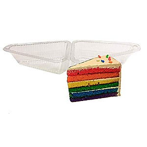 50 Pack Cheesecake Containers,Clear plastic Hinged Cake Slice Container 4 inch x 3 inch