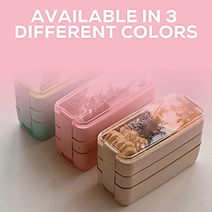 TARLINI Bento Box Lunch Containers- Portable Microwave Japanese Bento Box, Meal Prep Containers For Healthy Food | Tupperware Lunch Box For Adults, Kids, Women, Microwaveable Bowl Plastic Container