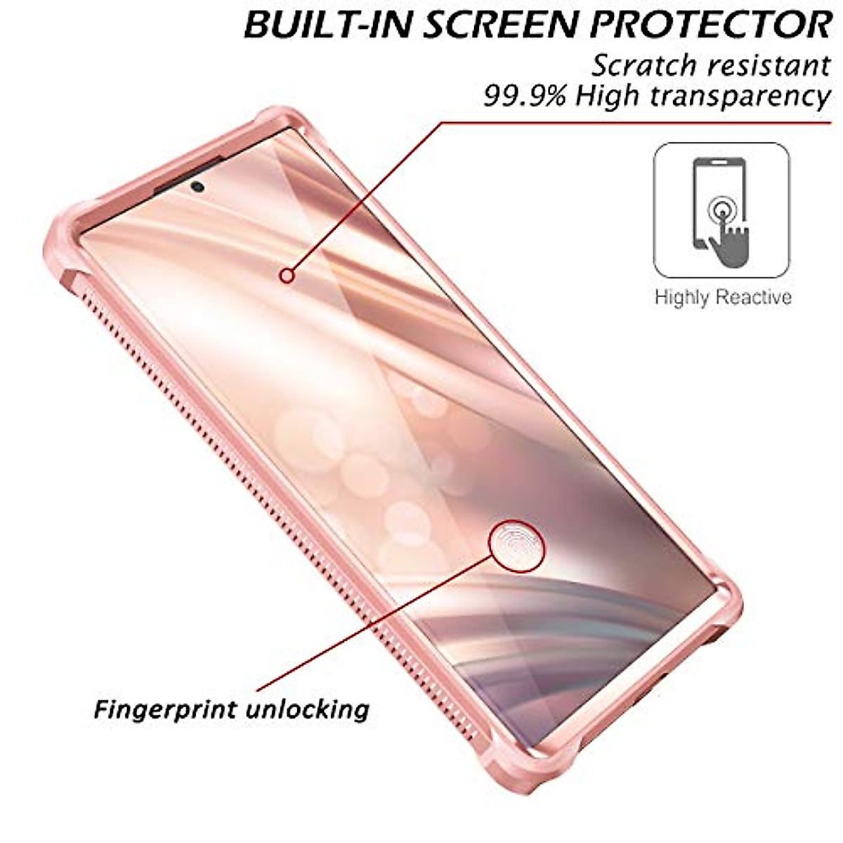 Dexnor for Galaxy Note 20 Ultra Case with Screen Protector Clear Electroplated Metal 360 Full Body Rugged Protective Shockproof Hard Cover Heavy Duty Defender Bumper for Samsung Note 20 Ultra 5G Pink