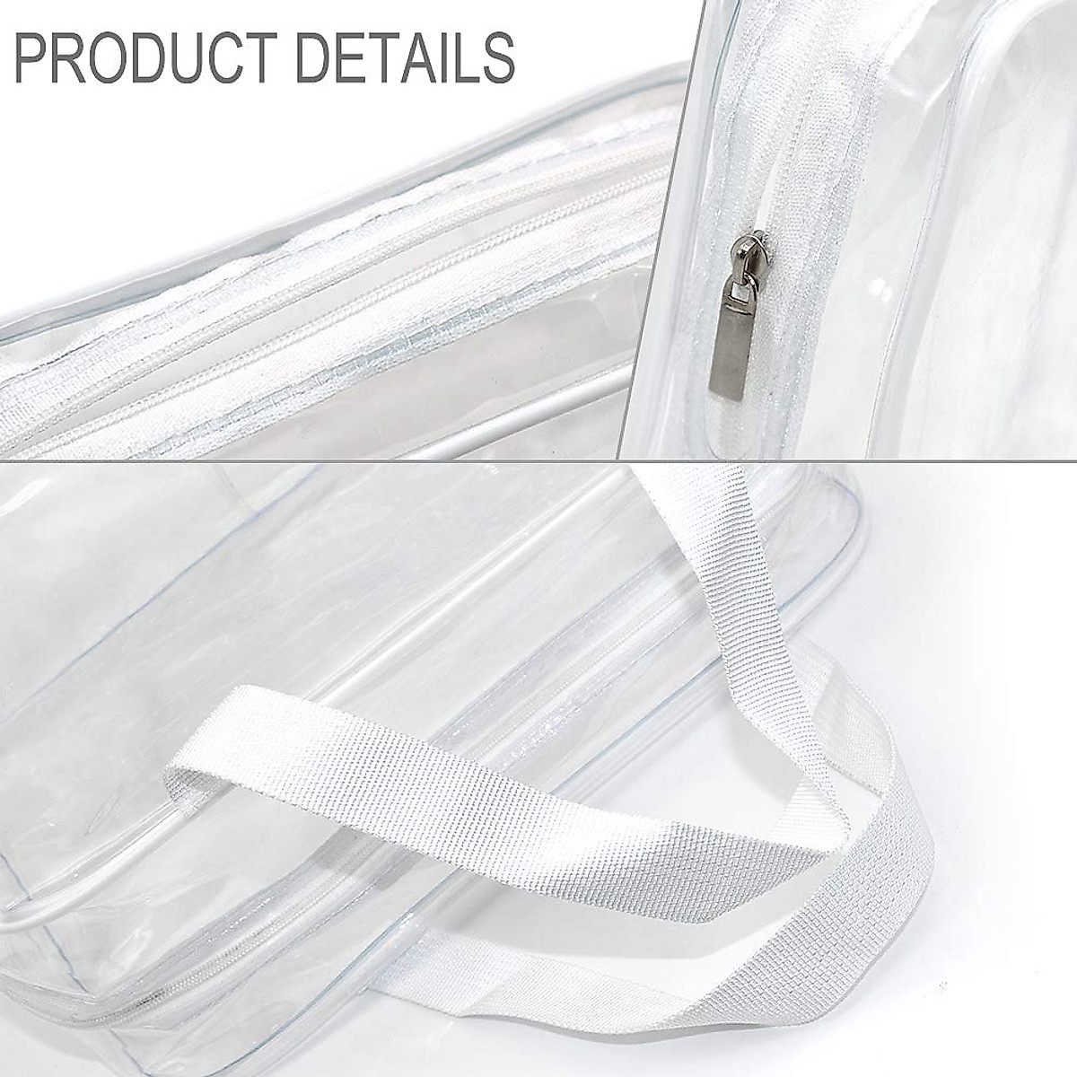 APREUTY Clear Makeup Bags, TSA Approved 6Pcs Cosmetic Makeup Bags Set Clear PVC with Zipper Handle Portable Travel Luggage Pouch Airport Airline Organization (White)