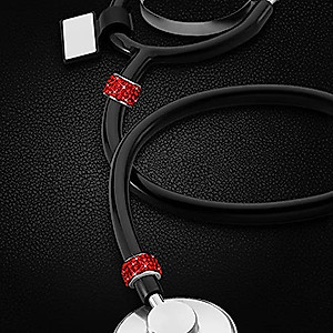 Soleebee Bling Crystal Stethoscope Charms,Crystal Stethoscope Decorations Hospital Nurse Personalized Gifts for Doctors (Red)