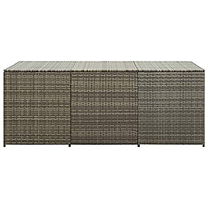 YEZIYIYFOB 320 gal Outdoor Storage Box Large Deck Box Taupe Grey Rattan Patio Storage Box Garden Storage Suncast Chest Container Poly Cabinet for Lawn Backyard 70.8"x35.4"x29.5" Grey NOT WATERPROOF