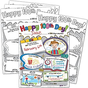 Teacher Created Resources Happy 100Th Day Poster Pack, Black, white, 17 x 22 Inch