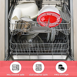 GothaBach 50 Pack Fast Food Baskets, Plastic Fast Food Restaurant Baskets, Bread Fry Baskets Serving Tray for Hot Dogs, Chicken, Burgers, Sandwiches, Fries (Red)