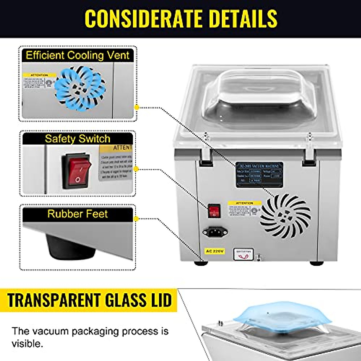 BestEquip Chamber Vacuum Sealer Machine DZ 260S Commercial Kitchen Food Chamber Vacuum Sealer, 110V Packaging Machine Sealer for Food Saver, Home, Commercial Using