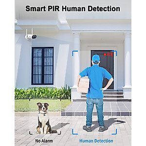 ANRAN Security Cameras Wireless Outdoor - 2K Solar Security WiFi Camera, Night Vision, IP65 Waterproof, Smart Siren, PIR Human Detection, 2-Way Talk, Work with Alexa, Home Surveillance, S1 White