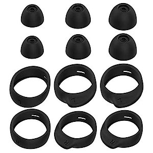 BLLQ for Samsung Galaxy Buds Ear Tips Wingtips 12 PCS Accessories, Silicone Earhooks Earbuds Cover Eargels Eartips for Galaxy Buds 2019, Black 12pcs