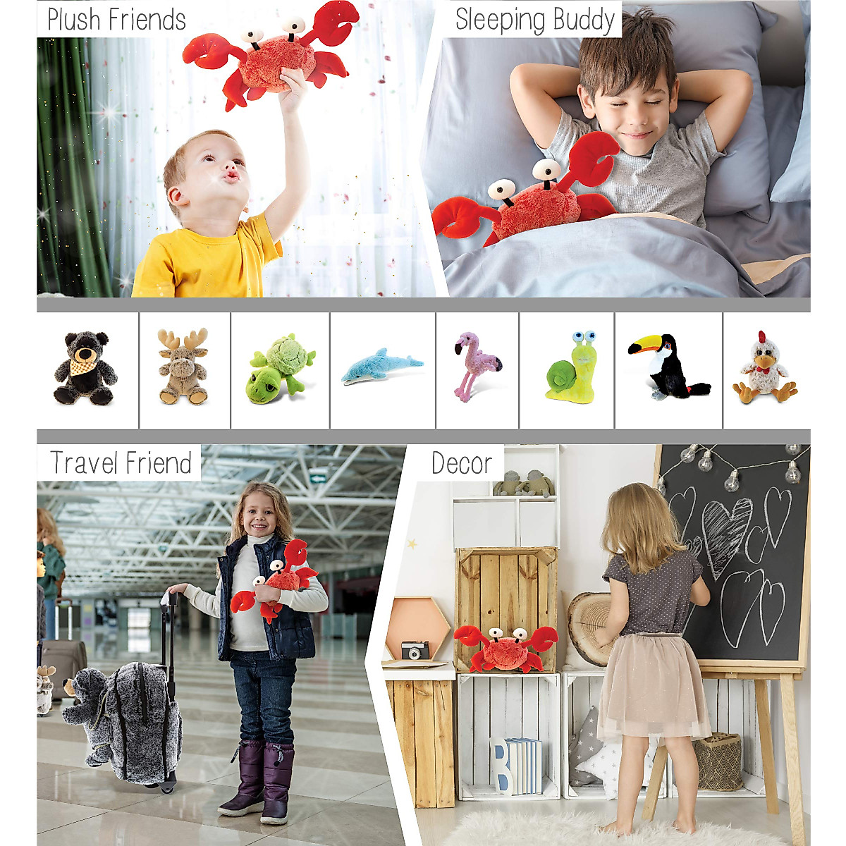 DolliBu Red Crab Stuffed Animal - Super Soft Crab Plush Toy, Cute Crab Ocean Stuffed Animal for Boys and Girls, Adorable Red Stuffed Animal Crab Toy Gift for Kids, Teens, and Adults -12 Inches