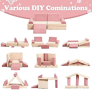 Annualring Kids Couch, 9 PCS Play Couch Sofa for Kids Imaginative Furniture Play Set for Creative Kids,Toddler to Teen Bedroom Furniture, Couch Sofa Foam Play Couch Indoor Outdoor