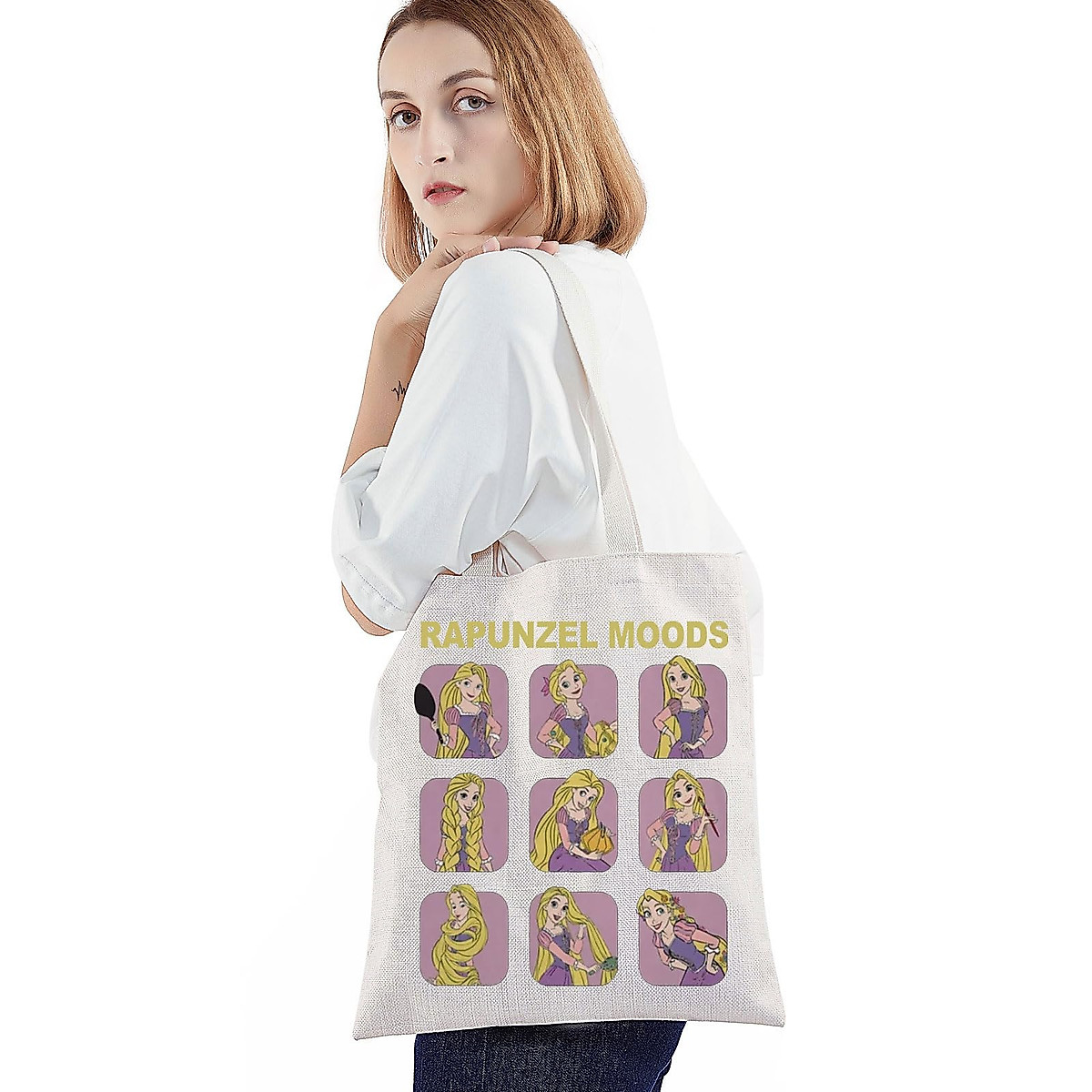 BWWKTOP Princess Tangled Tote Bag - Rapunzel Moods Gift Shoulder Bag