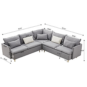 VASOENY 92.1 X 92.1'' Modular Sectional Couch, Boucle Teddy Fabirc Corner Sofa, 5 Seat L Shaped Sofa Couch, Modern Couch with 5 Waist Pillow for Living Room, Office, Convertible Chaise Lounge