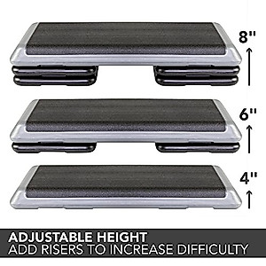 The Step (Made in USA Original Aerobic Platform for Total Body Fitness – Health Club 4 Risers Grey