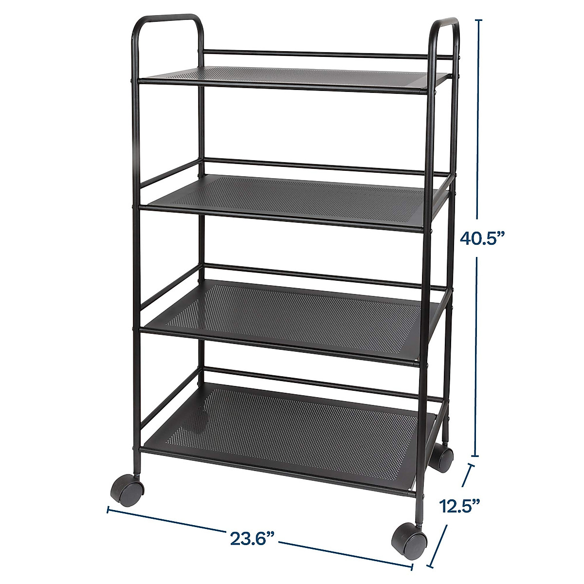 Richards Homewares Durable Metal Multi-Purpose Rolling Utility Cart, 4-Tier, Black