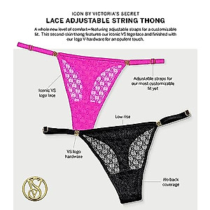 Victoria's Secret Very Sexy Icon Thong Panty, G String Underwear for Women, Black, M
