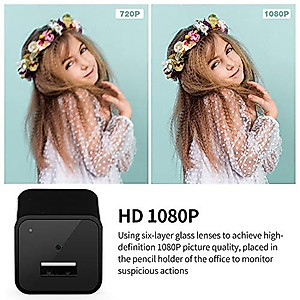 Hidden Camera USB Charger Spy Cam HD 1080p Nanny Cam with Motion Detection, Spy Camera Charger for Home Security, Support Max 128 GB SD Card