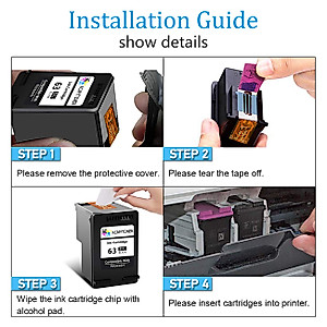 KCMYTONER High Yield Remanufactured 63XL 63 XL 63BXL Black Ink Cartridge Compatible for HP OfficeJet 5255 5258 4650 Envy 4520 4516 Deskjet 2130 Printer, Show Ink Level with The Latest chip - 1 Pack
