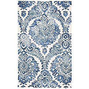 SAFAVIEH Dip Dye Collection 3' x 5' Blue/Ivory DDY210M Handmade Premium Wool Area Rug