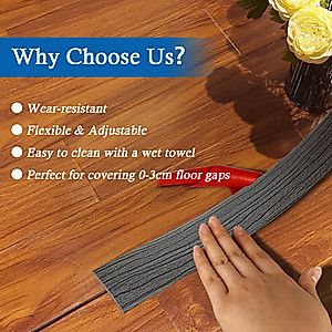 Floor Transition Strip Self Adhesive Floor Cover Strips Flooring Transitions Laminate 2" Wide Vinyl Flat Divider Elegant Wood Grain Design (5cm, 3.3Ft, Dark Gray)
