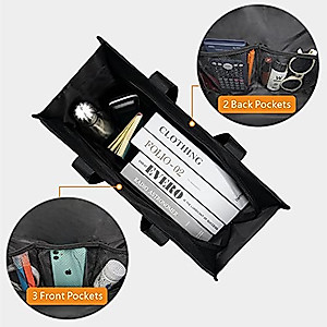 TOPDesign Utility Water Resistant Tote Bag with 13 Exterior & Interior Pockets, Top Zipper Closure & Thick Bottom Support, Perfect Gifts for Working Women, Teachers, Nurses, Accountants (Black)