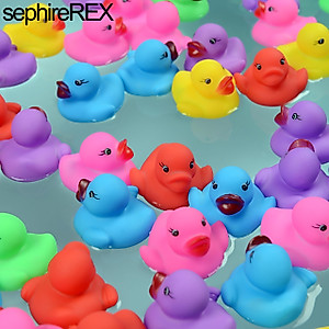 90-Pack Mini Rubber Ducks Set, Mini Colorful Rubber Duckies Bath Toy for Child,Float & Squeak Tiny Ducks Pool Toy Set for Kids Party Favors,Birthday Party Supplies,Prize Rewards
