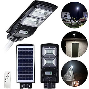 Endurance Solar Street Lights Outdoor LED Lamp, 6000 Lumens Flood Light, Motion Sensor Security Night Light, Dusk to Dawn, Water Resistant Suitable for Wall & Pole Mounting, Mounting Bracket Included