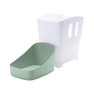 Ubbi Freestanding Bath Toy Organizer Bath Caddy with Removable Drying Rack Bin & Scoop for Toddlers + Baby, Sage